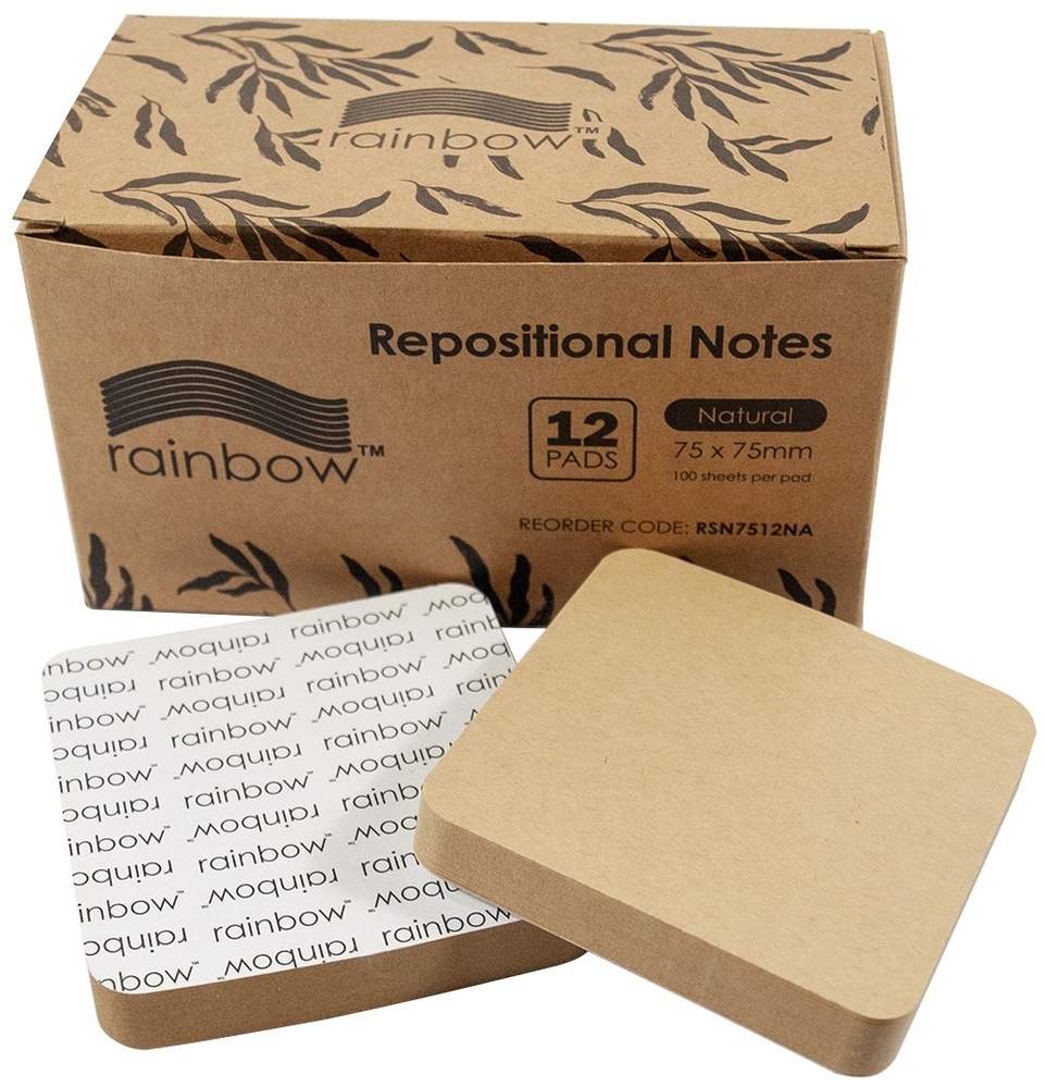 Natural Post It Notes Pack 12 75x75mm